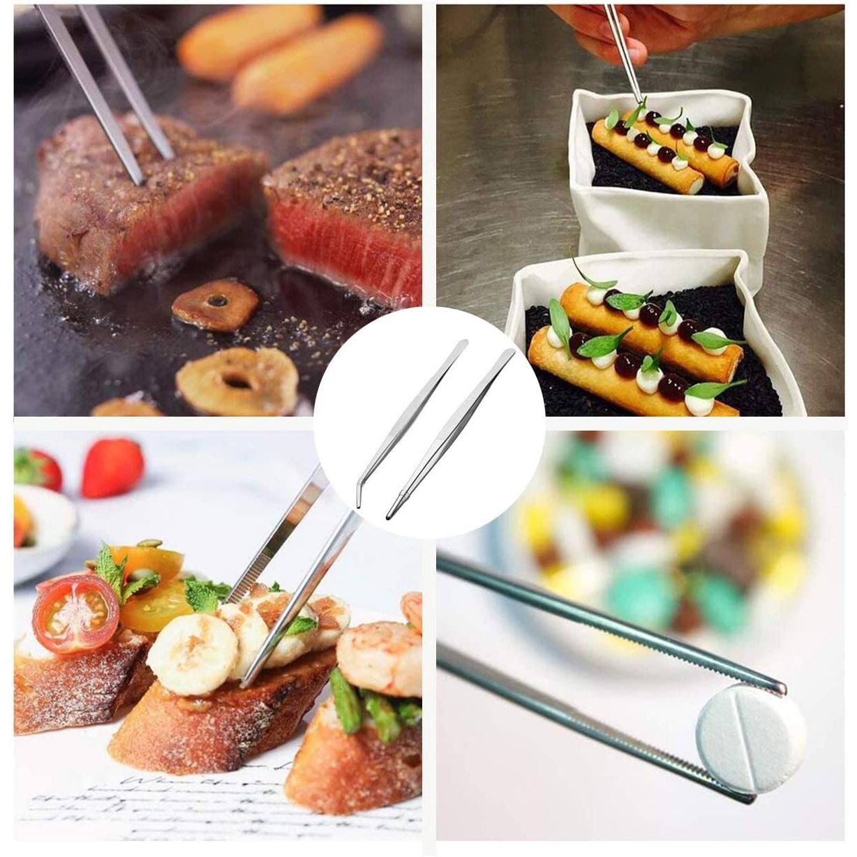 MOOZON Paslanmaz Çelik Mutfak Cımbızı(2 Parça, Gümüş) 74271