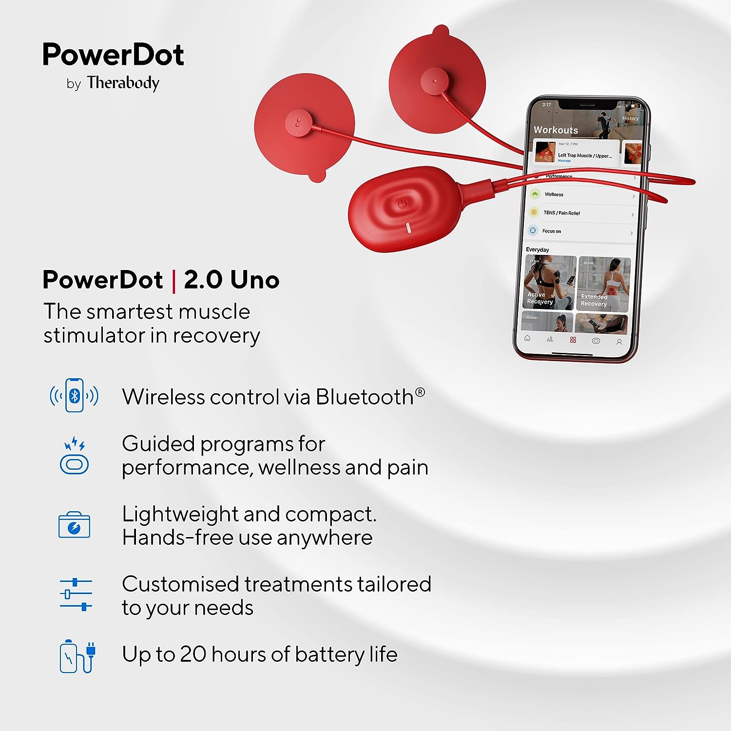 PowerDot Ağrı Giderme İçin Akıllı Stim Tens Ünitesi (Kırmızı) 86903