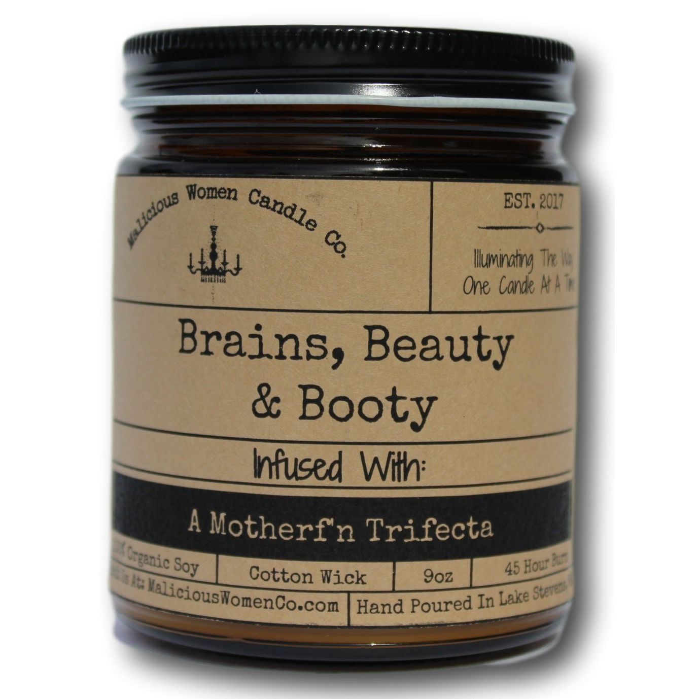Malicious Women Candle Co Brains Beauty Booty Kavanoz Mum 24292