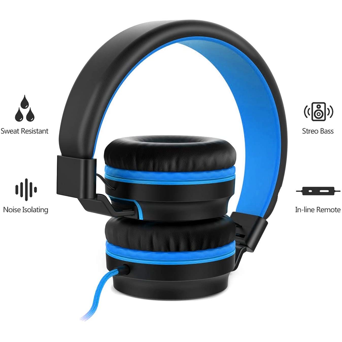 Elecder Kablolu Kulak Üstü Kulaklık (Siyah-Mavi) 44062