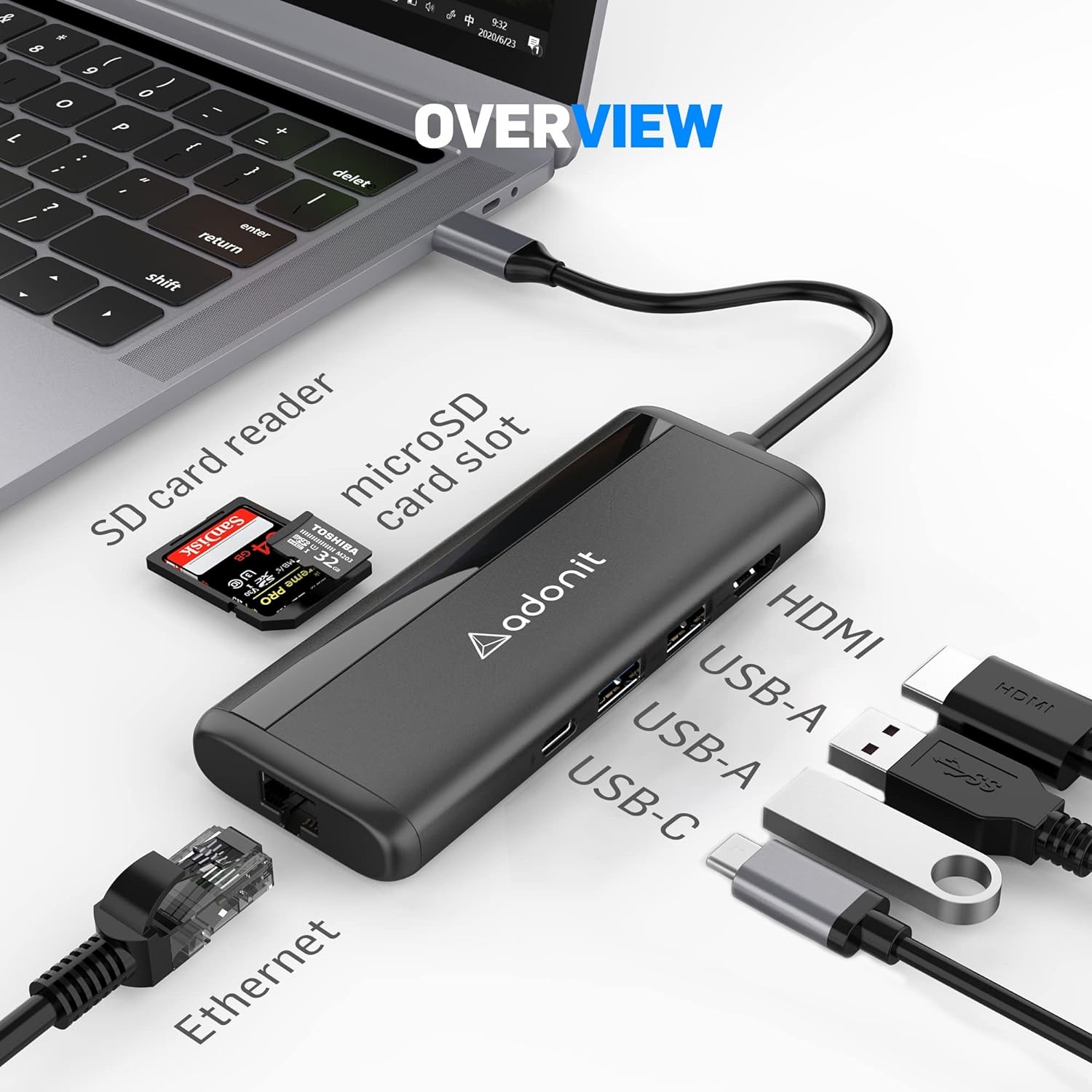 Adonit Nest 7si 1 Arada USB-C Hub Adaptör 87916