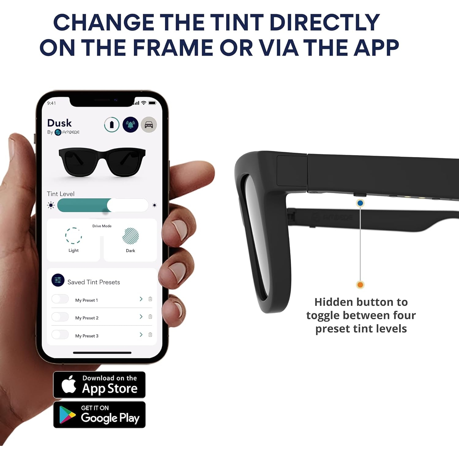 Ampere Dusk Lite Akıllı Güneş Gözlüğü (Black) 89054