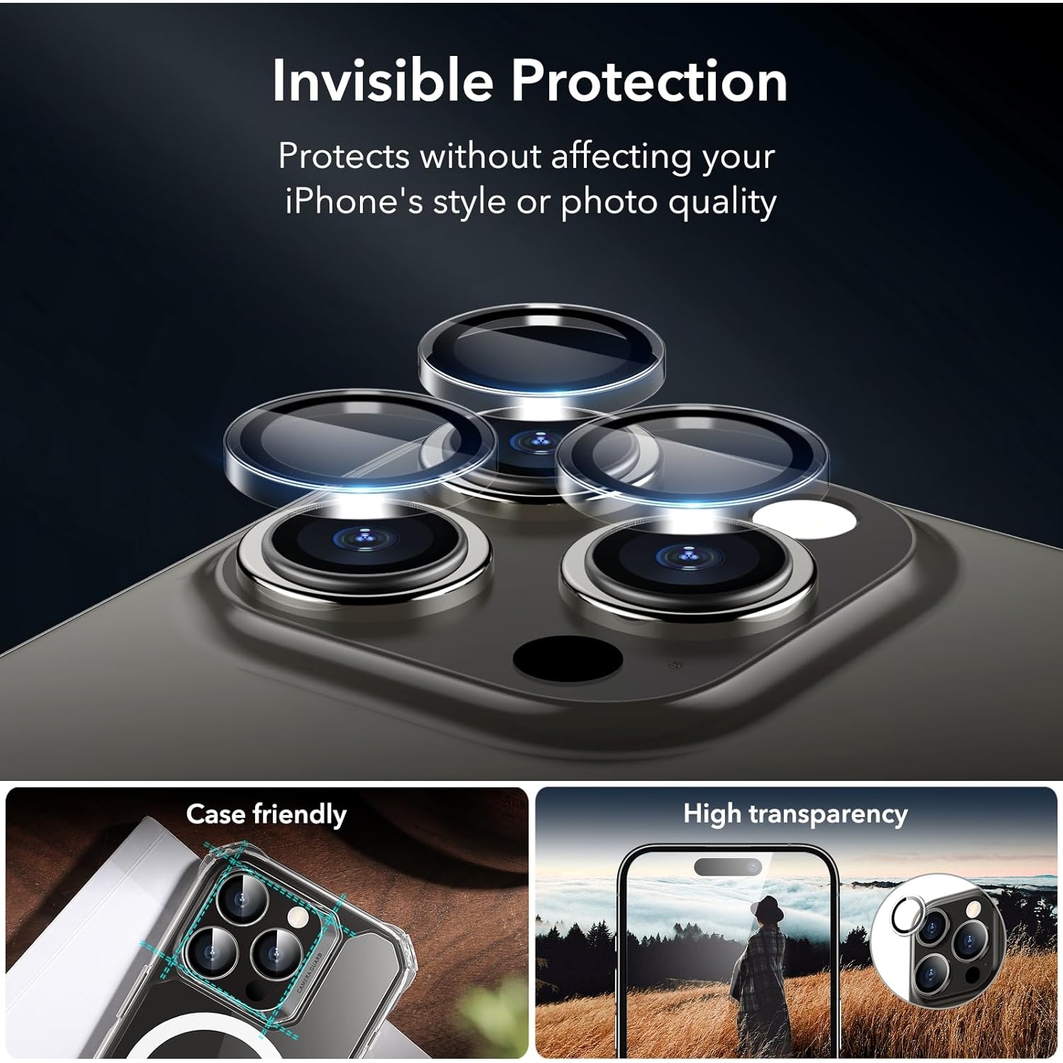 ESR Privacy Apple iPhone 15 Pro Temperli Cam Ekran ve Kamera Koruyucu ...