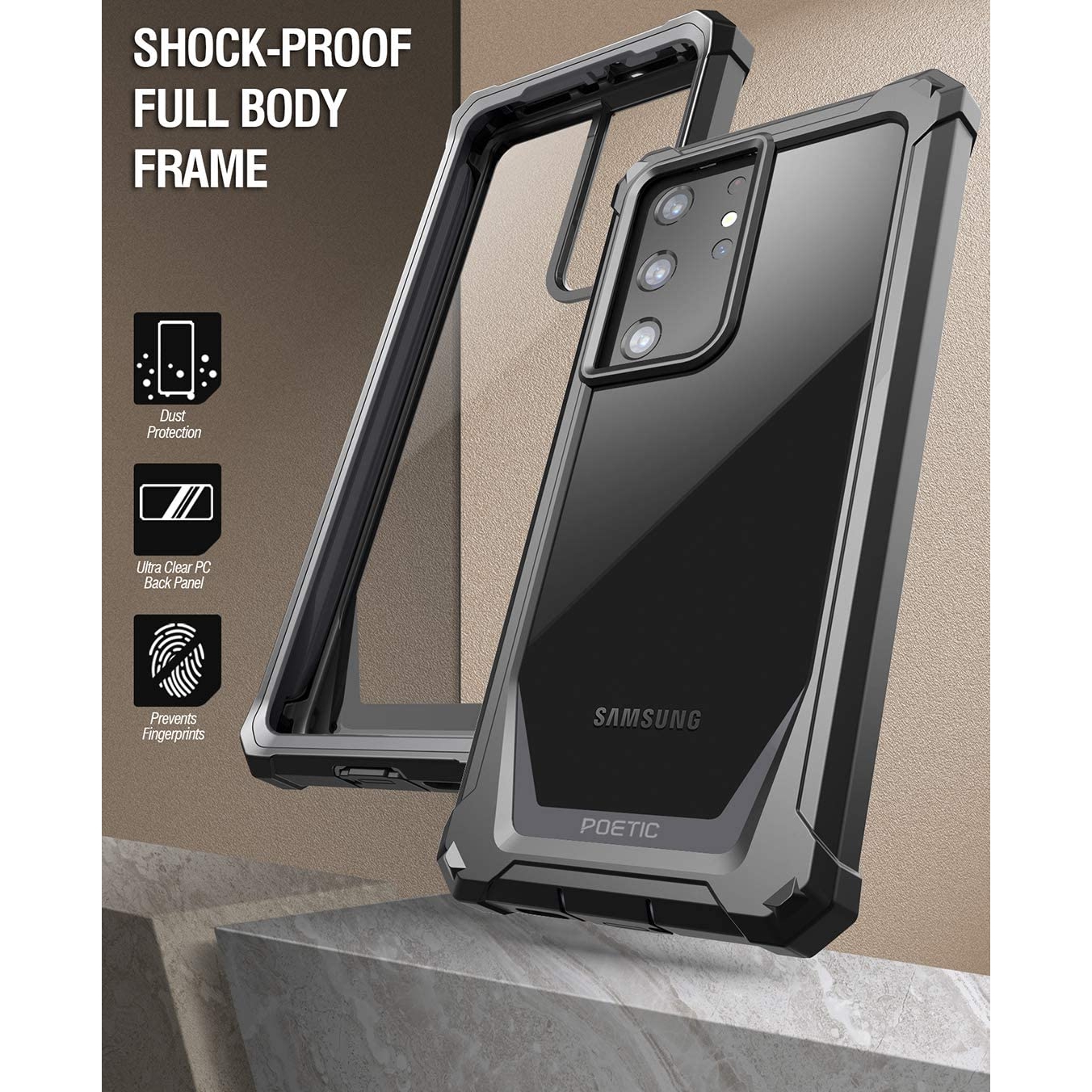 Poetic Samsung Galaxy S21 Ultra Guardian Serisi Kılıf (MIL-STD 810G) 37180