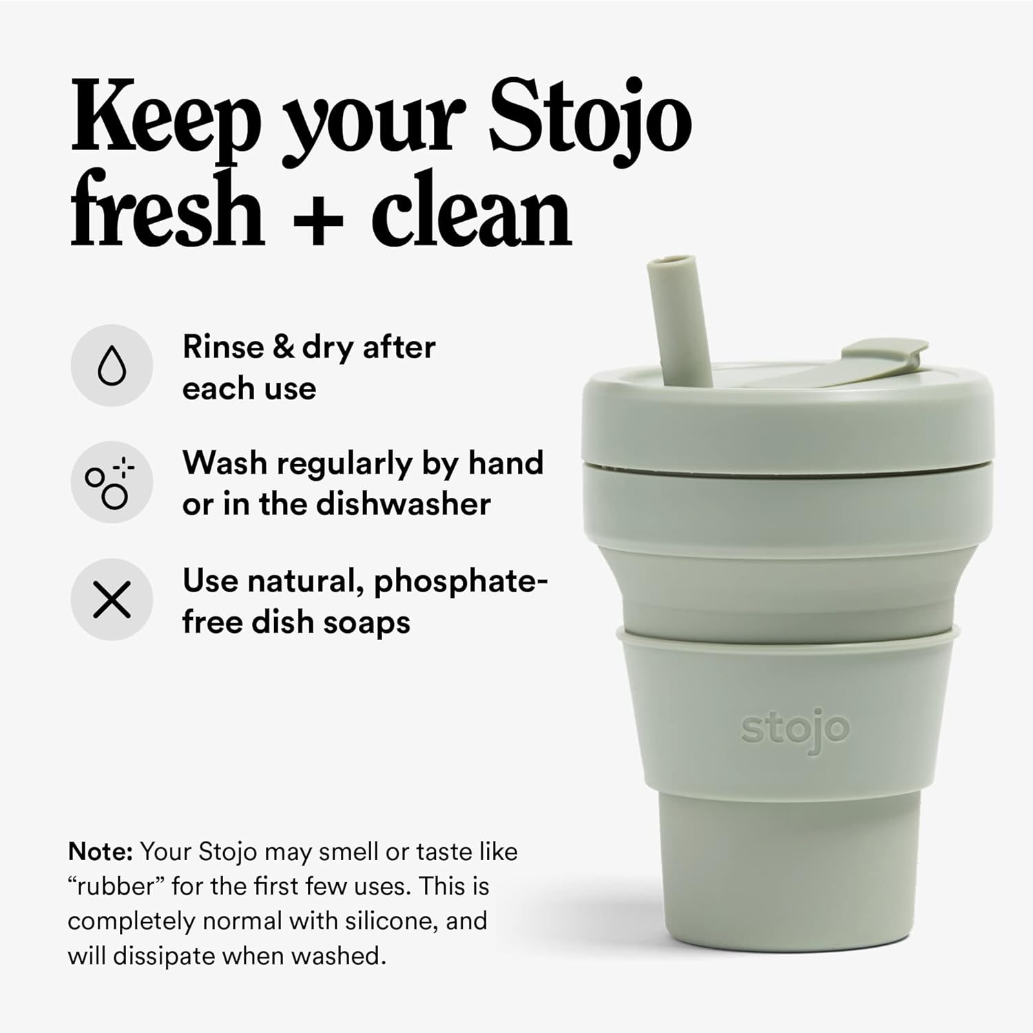 STOJO Pipetli Katlanabilir Su Şisesi (470mL, Sage) 91679