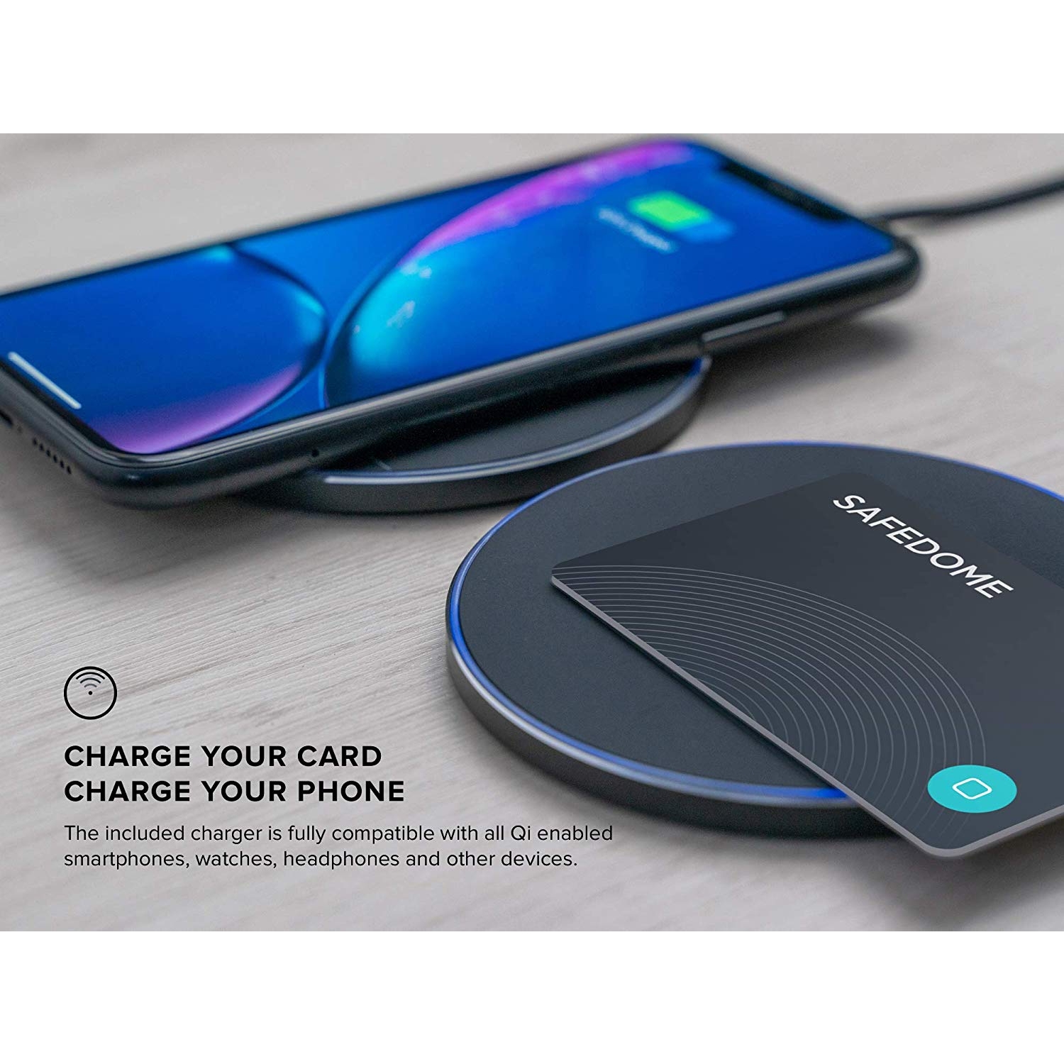 Safedome Akıllı Bluetooth İzleyici Kart ve Kablosuz Şarj Cihazı 27337